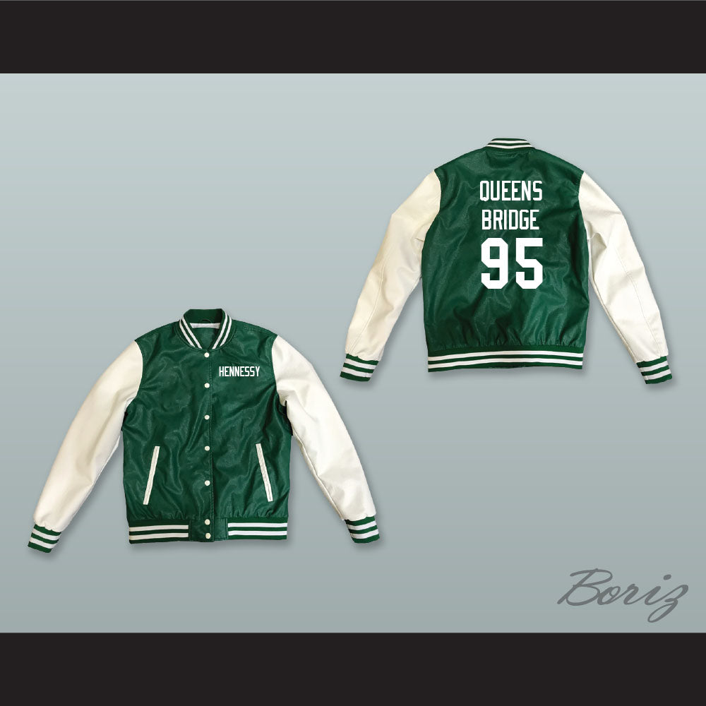 Hennessy Queens Bridge 95 Green Lab Leather Varsity Letterman Jacket ...